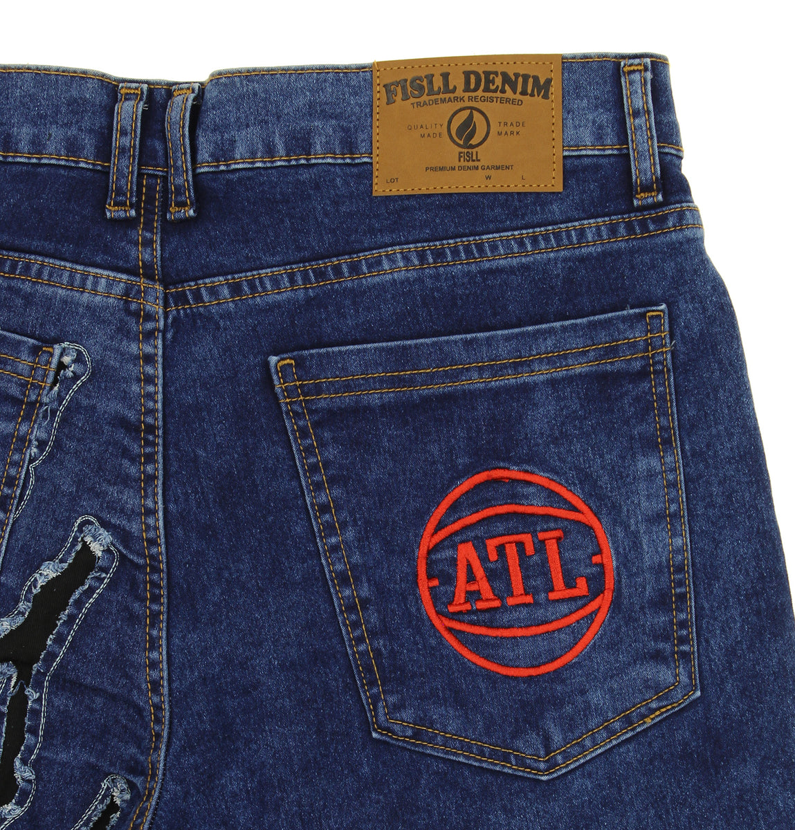FISLL NBA Men's Atlanta Hawks Jeans with Distressed Claw Marks – Fanletic