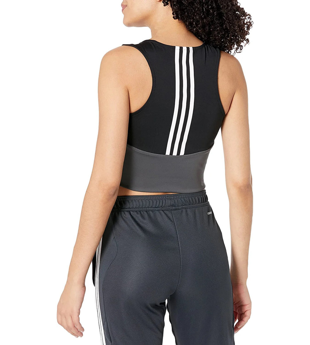 adidas Women's Colorblock 3-Stripes Crop Top, Black/Grey/White – Fanletic