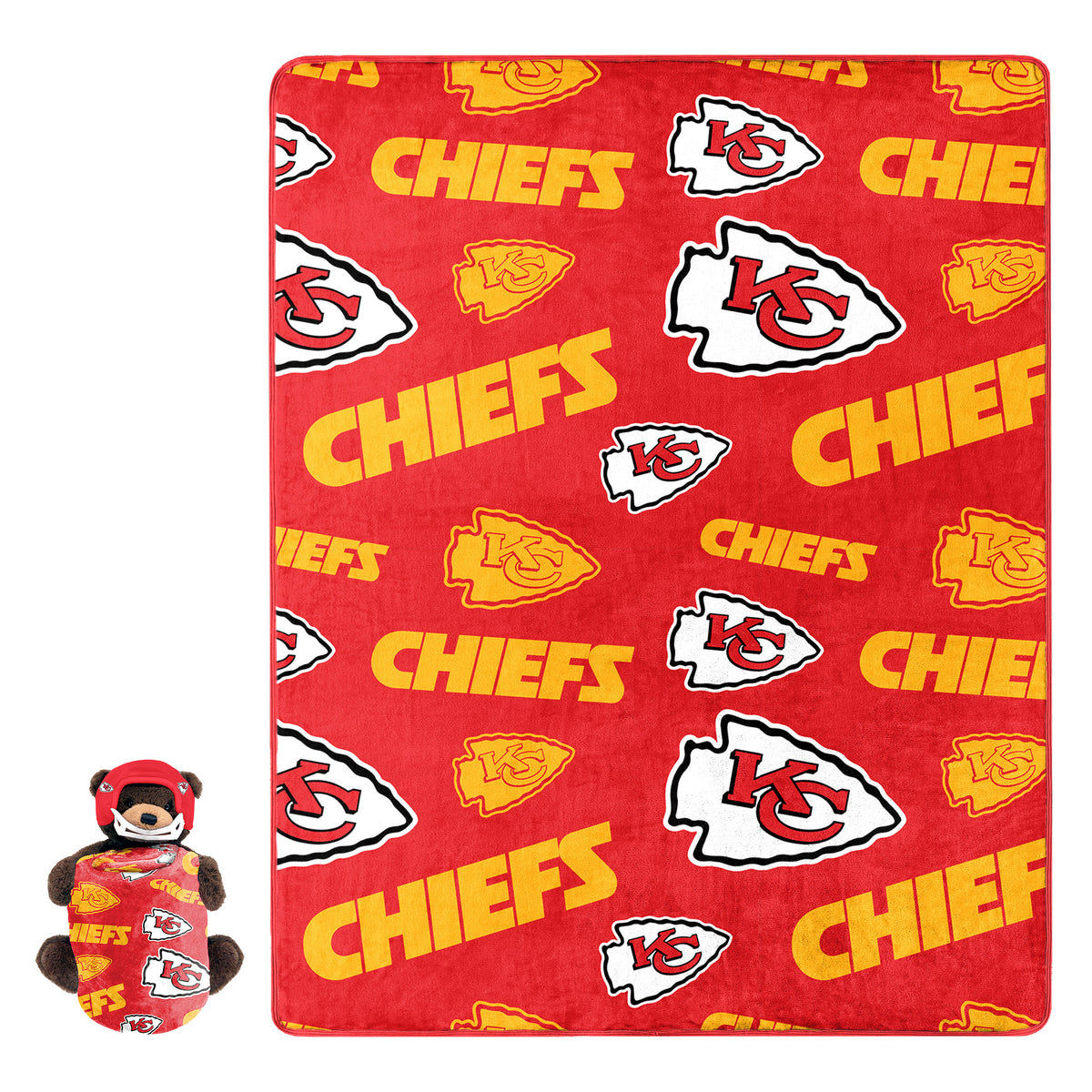Northwest NFL Kansas City Chiefs Plush Bear Hugger W/ 40" X 50" Silk T ...